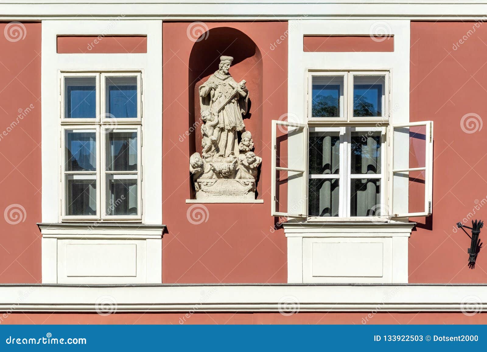 Two Windows with a Sculpture Stock Image - Image of decorative ...