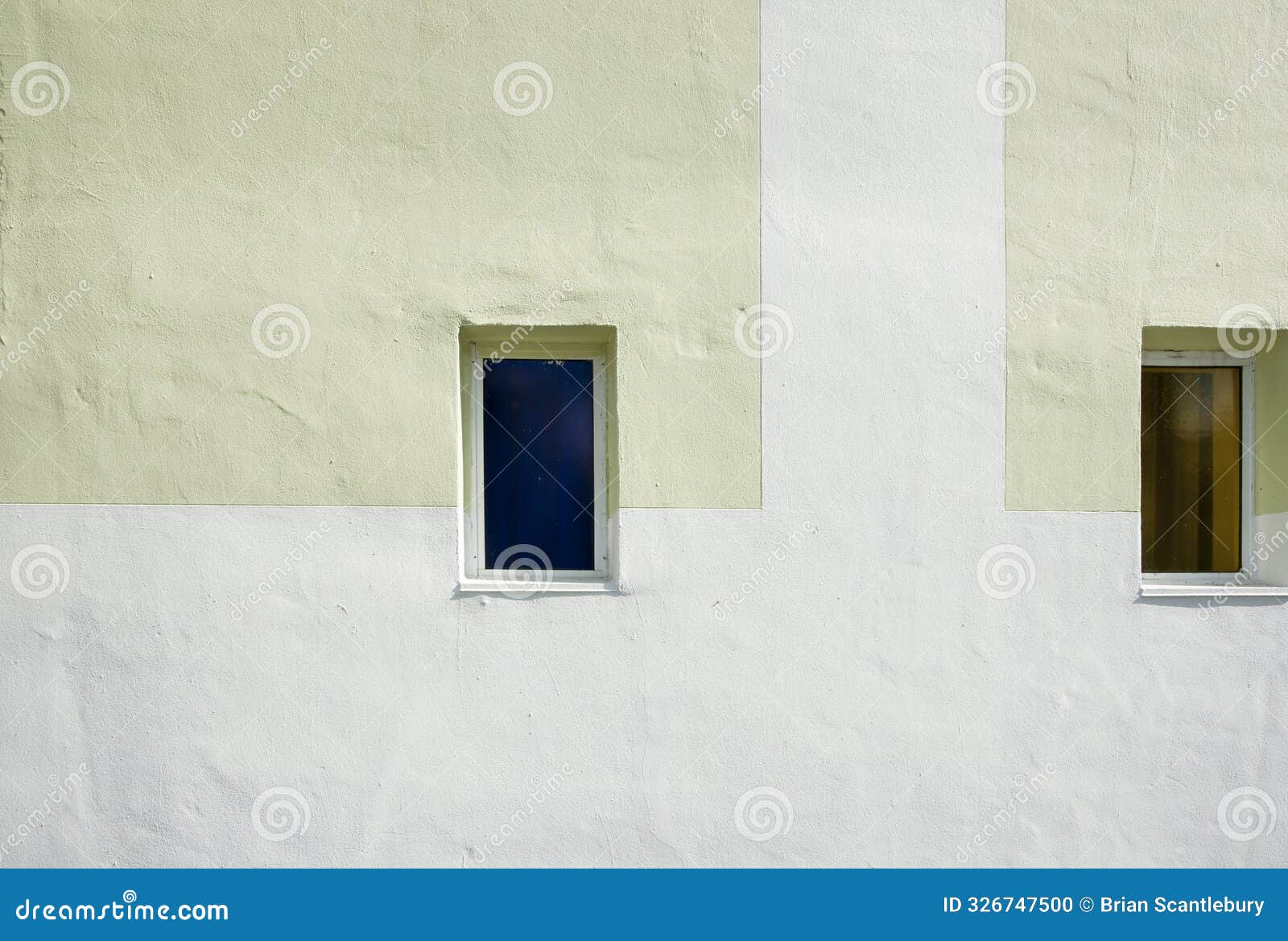 Two Windows in Simple Rendered Exterior Wall Stock Photo - Image of ...