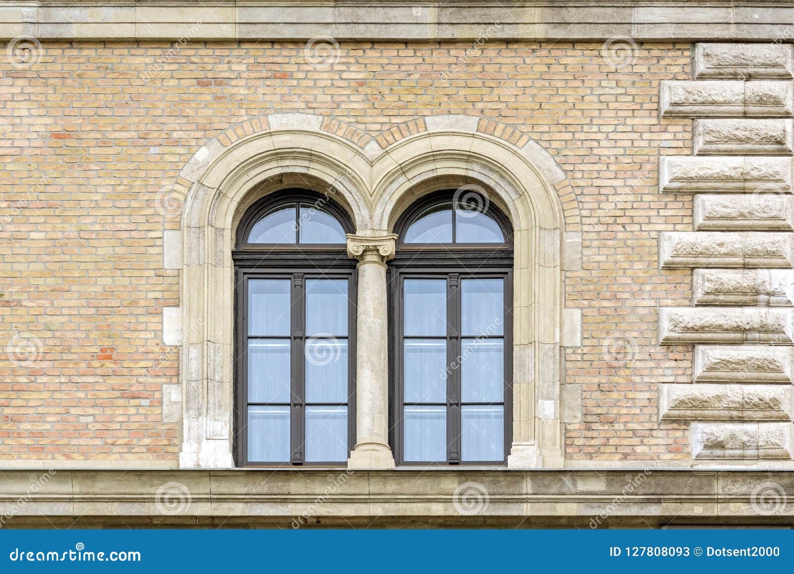 Two windows on the wall. stock image. Image of ledge - 127808093