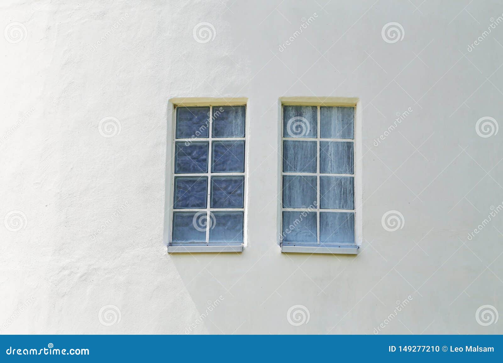 Two Windows on the White Wall of the House Stock Illustration ...
