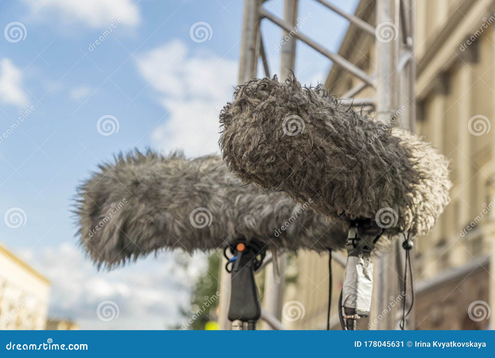Two windshield microphones stock image. Image of television - 178045631