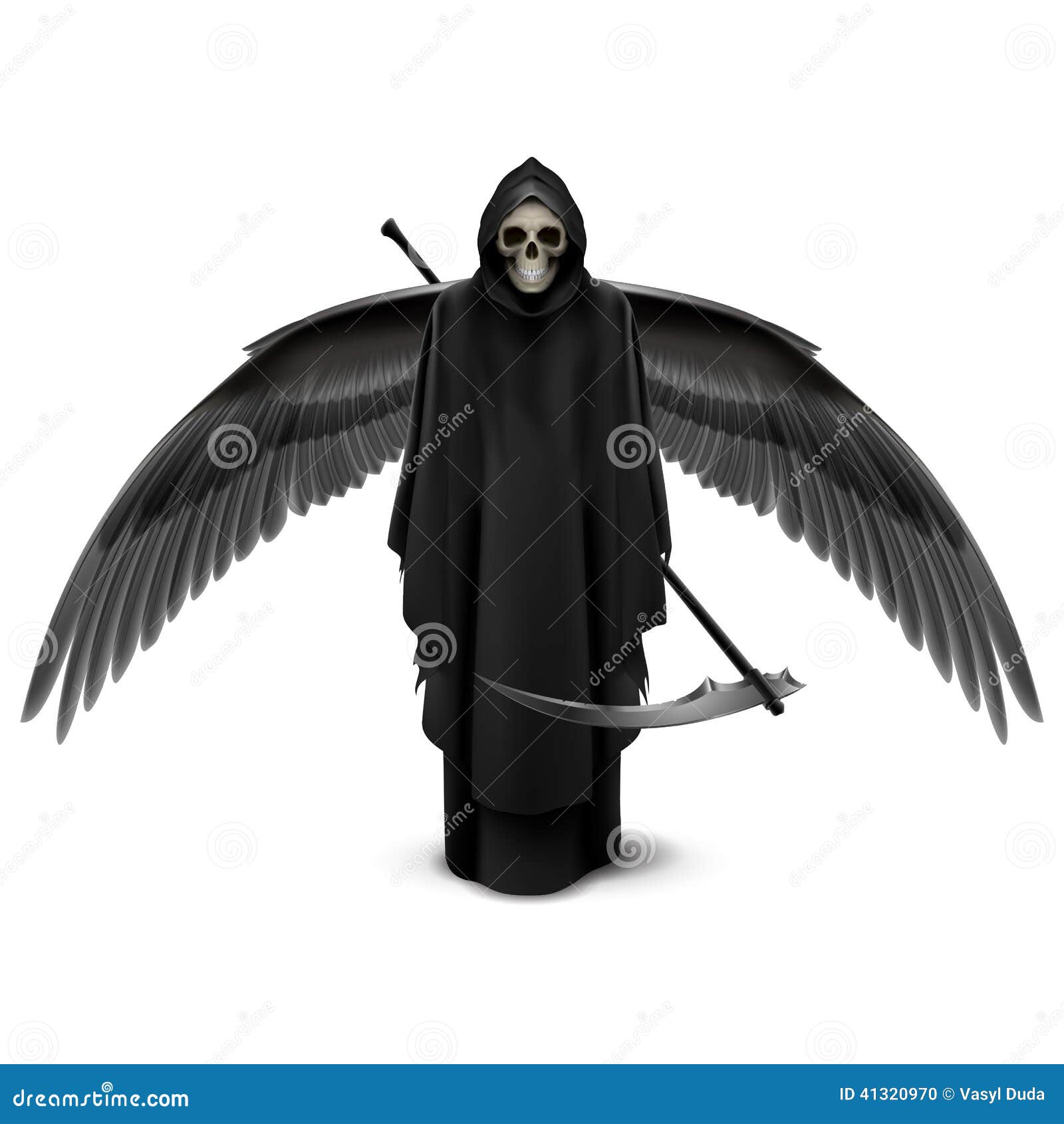 Two-winged angel of death stock vector. Illustration of drawing - 41320970