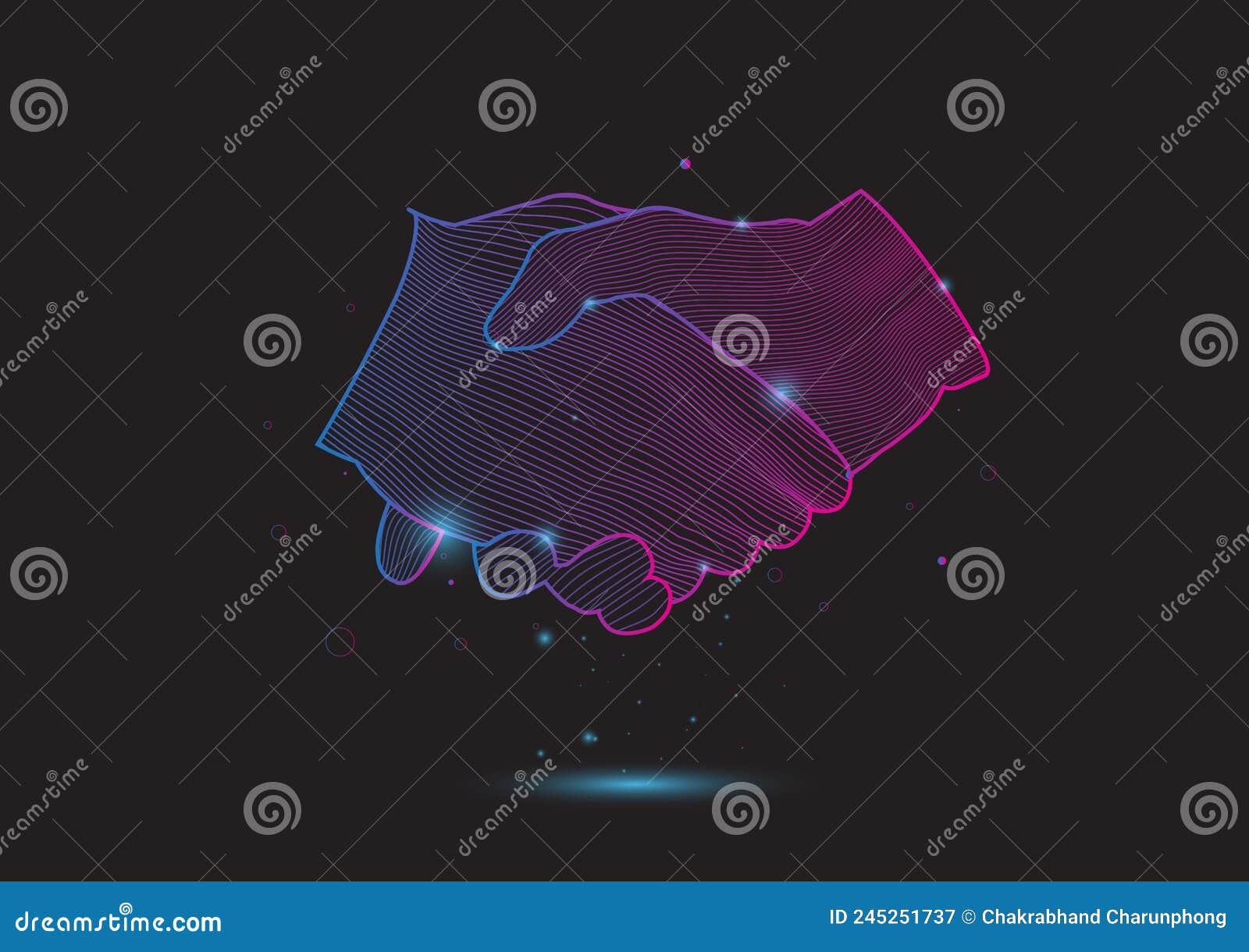Two Wire-frame Glowing Hands,lines and Shapes in the Form of Technology ...