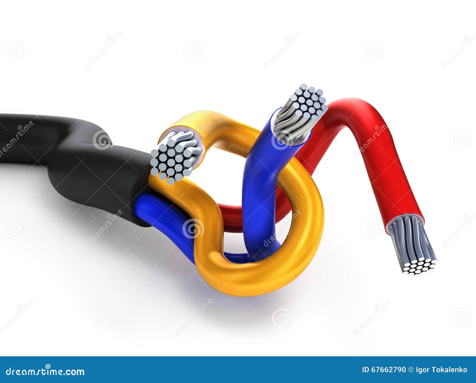 Two-wire Multi-core Cable in the Black Winding on White Stock ...