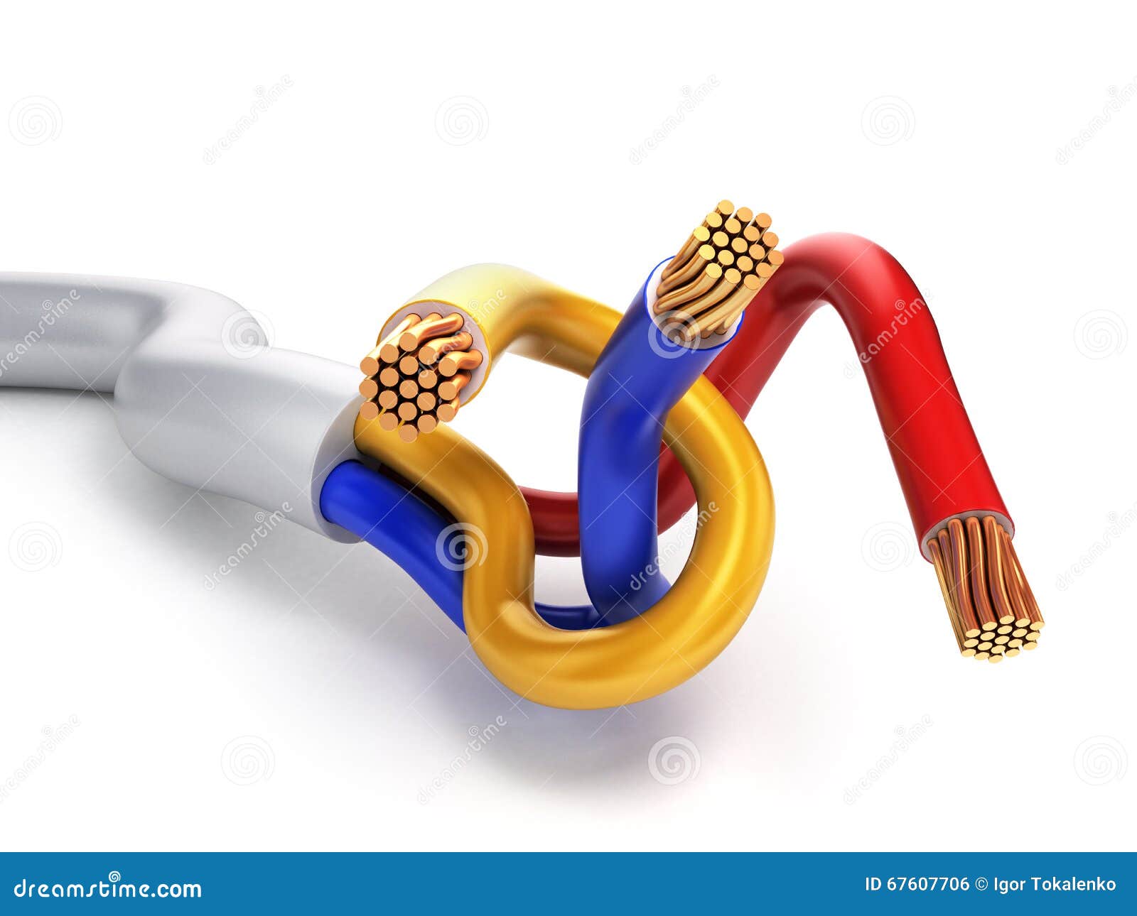 Two-wire Multi-core Cable in the White Winding on White Stock ...