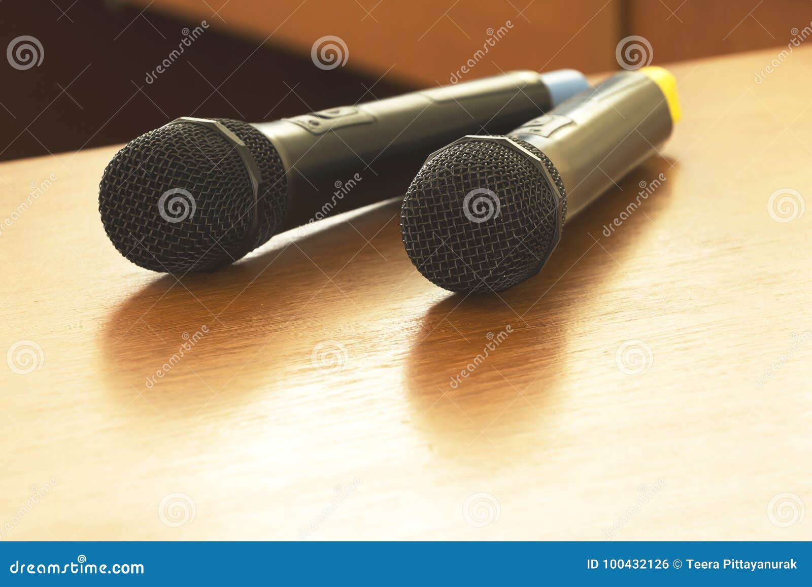 Two wireless microphones. stock photo. Image of equipment - 100432126