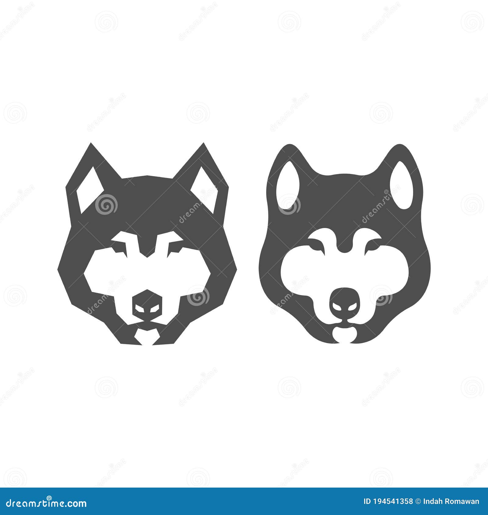 TWO WOLF HEAD ICON LOGO VECTOR Stock Vector - Illustration of design ...