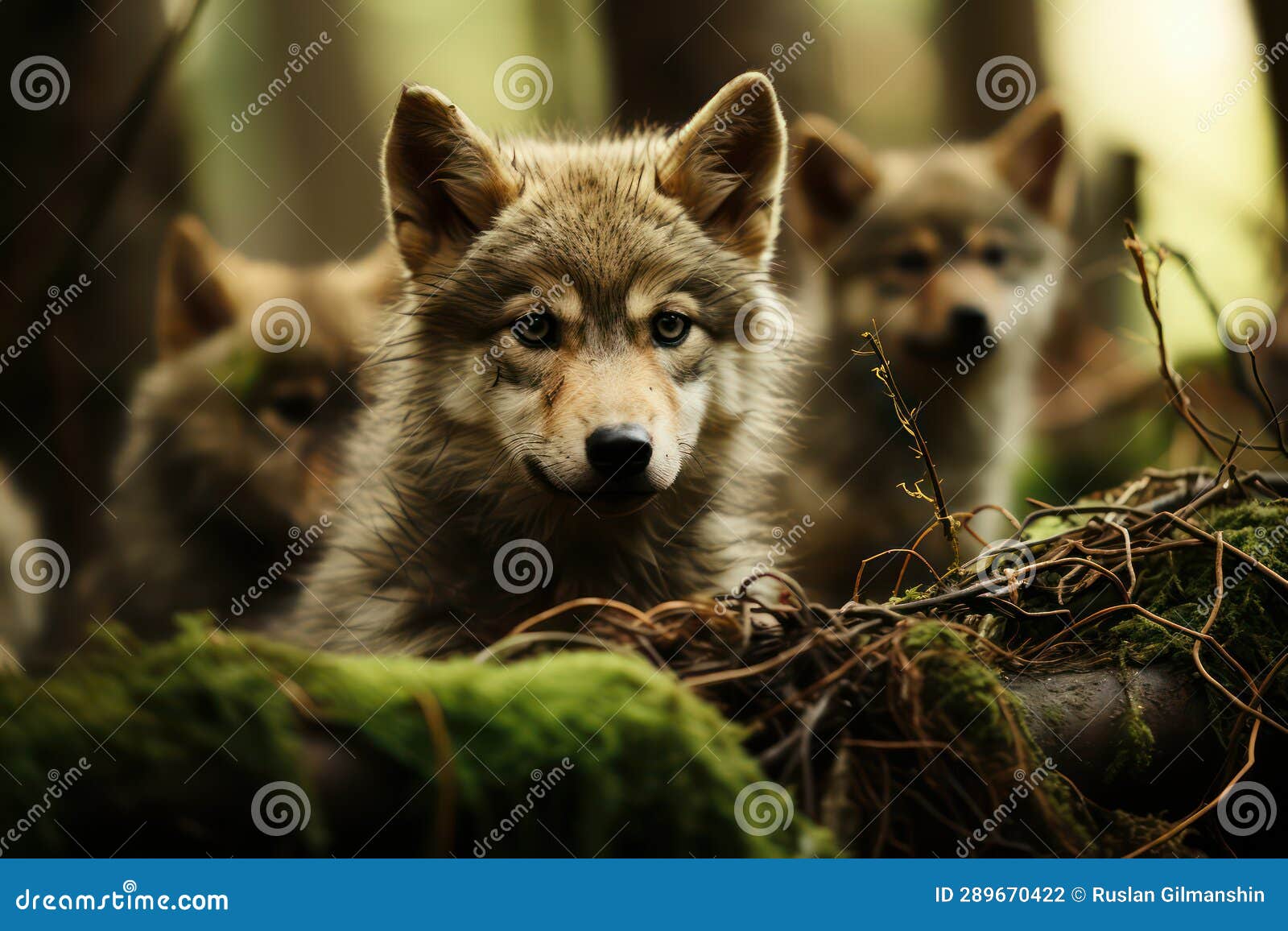 Two Wolf Pups in the Wildness Stock Photo - Image of carnivore ...
