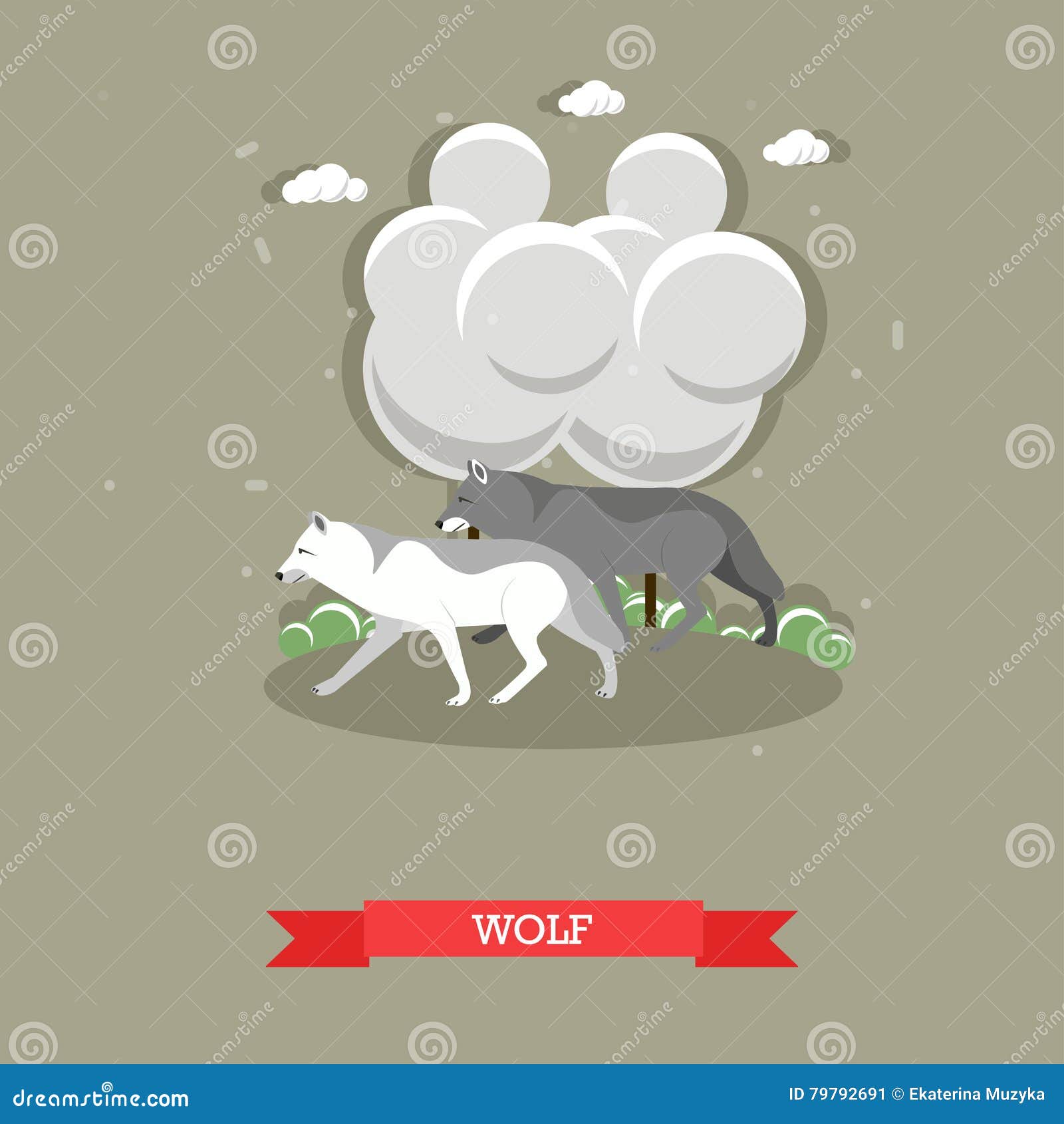 Two Wolves Walking in a Forest - Stock Vector Stock Vector ...