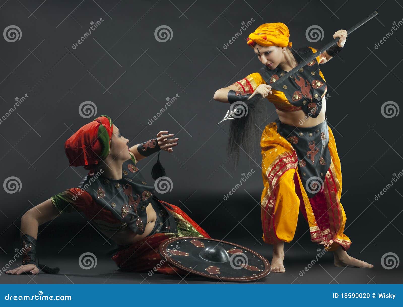 Two Woman Fight with Spear and Shield Stock Photo - Image of asia ...
