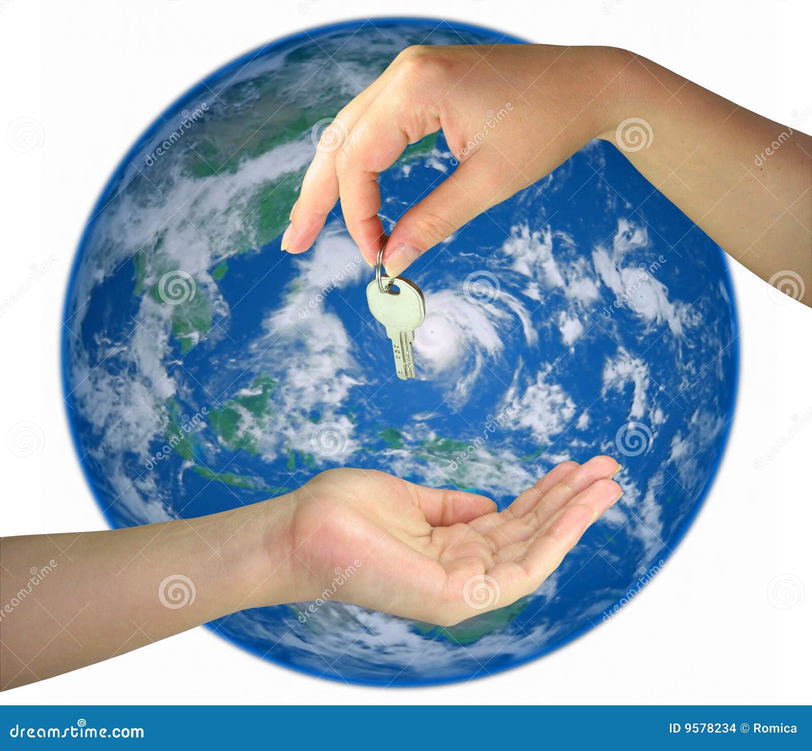 Two Woman Hands Giving Key from the Earth Isolated Stock Photo - Image ...