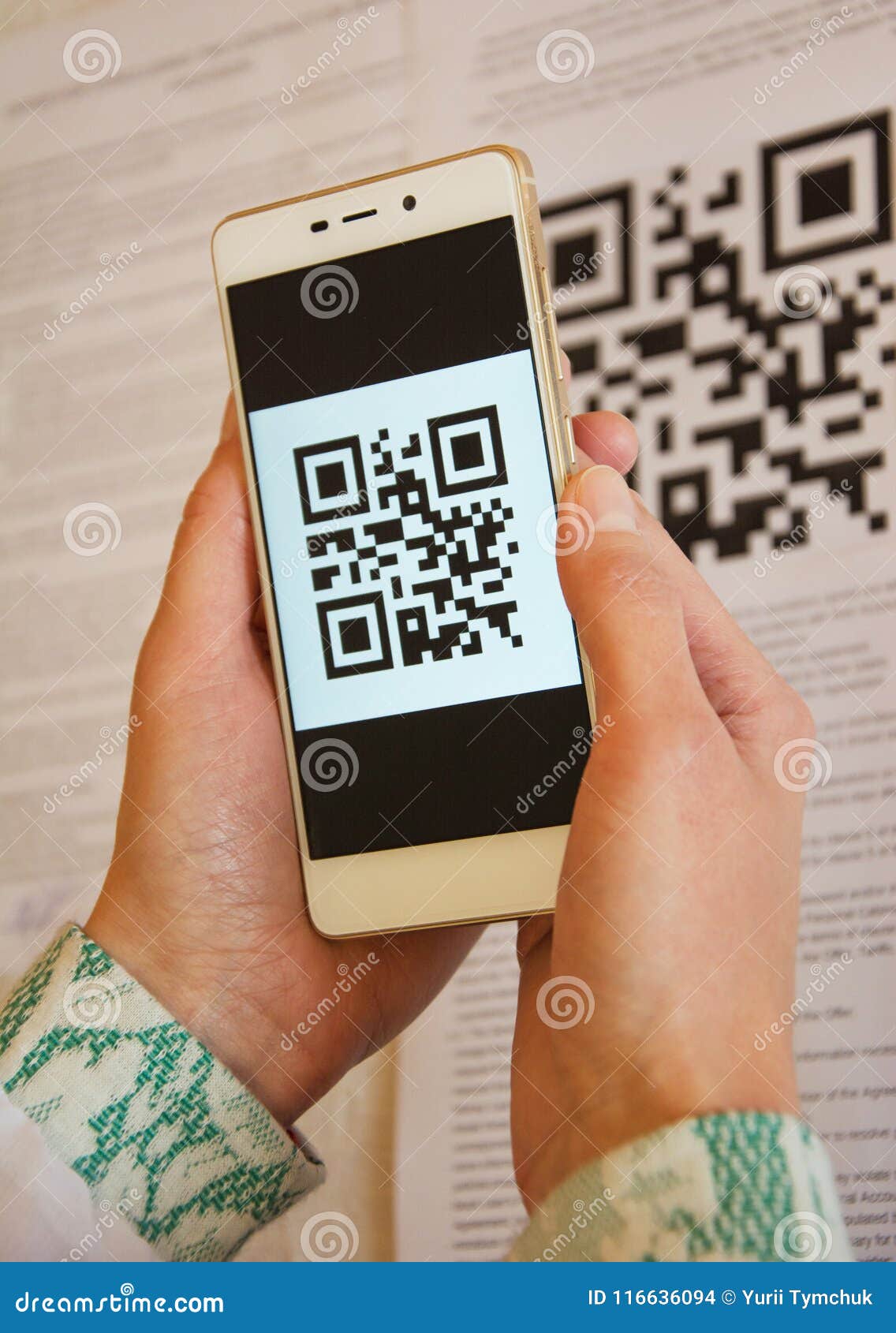 Two Woman Hands Scanning QR Code Using Smart Phone Stock Photo - Image ...