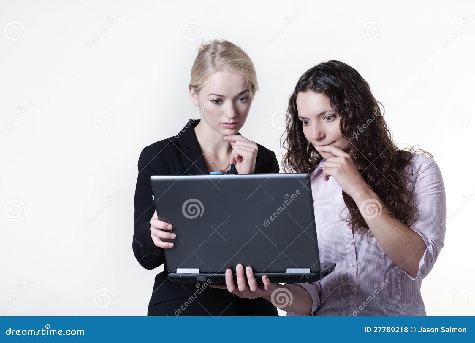 Two Woman Looking at Computer Screen Stock Photo - Image of adult ...