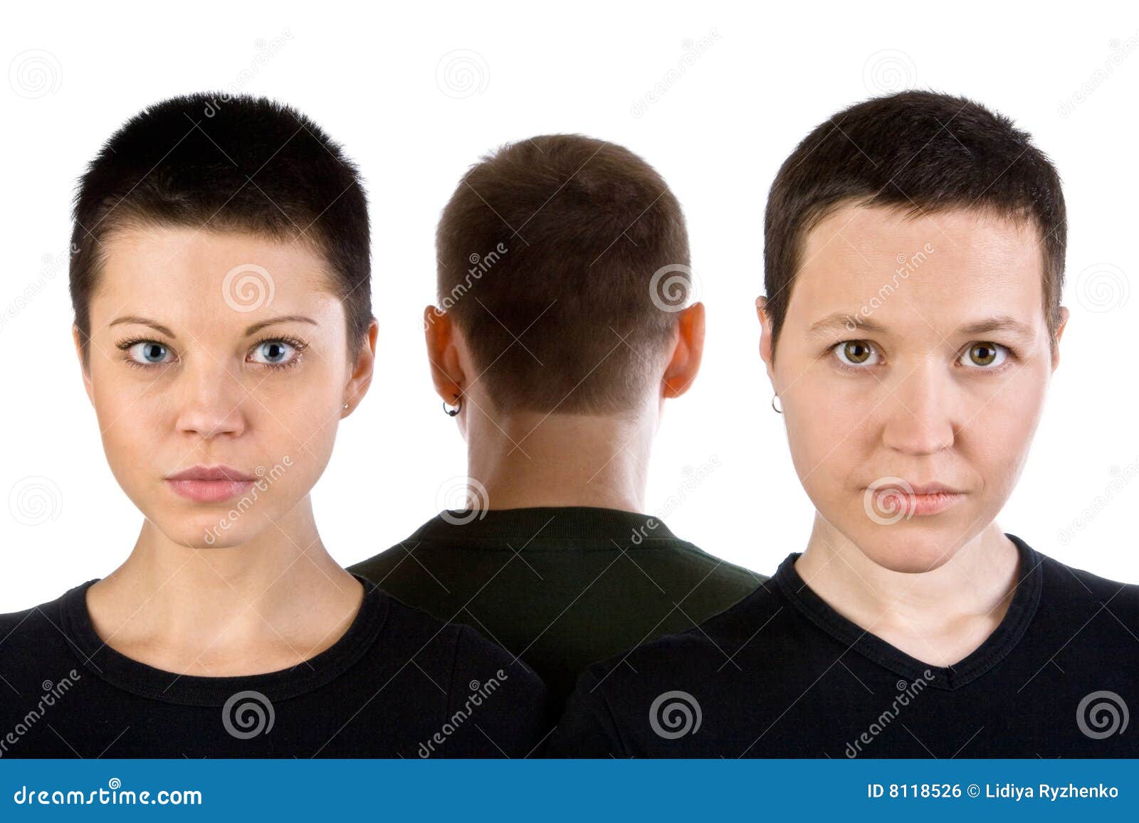 Two Woman S Faces and Man S Nape Stock Photo - Image of human, women ...