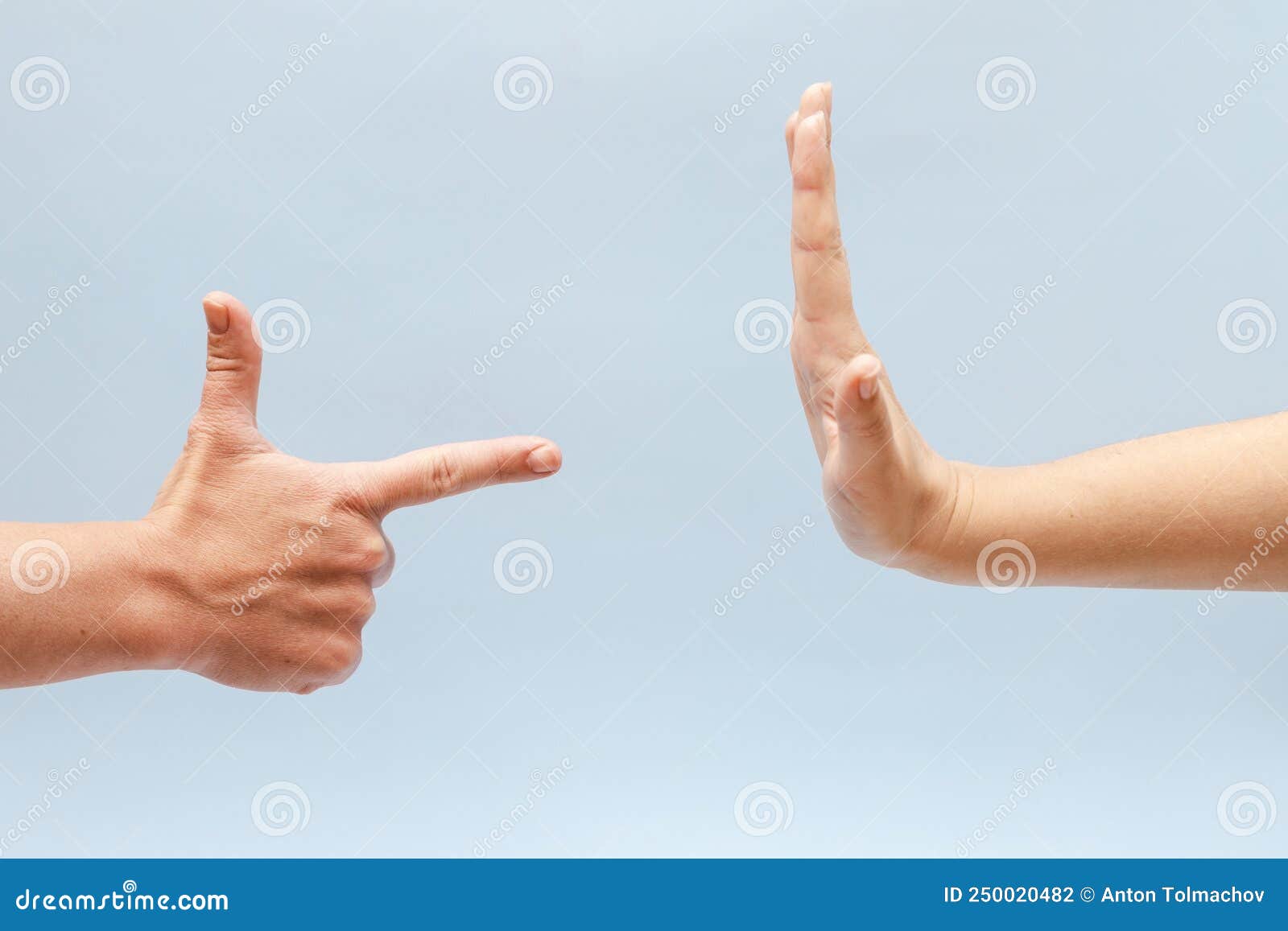 Two Hands Gesturing on a Blue Background Stock Photo - Image of african ...
