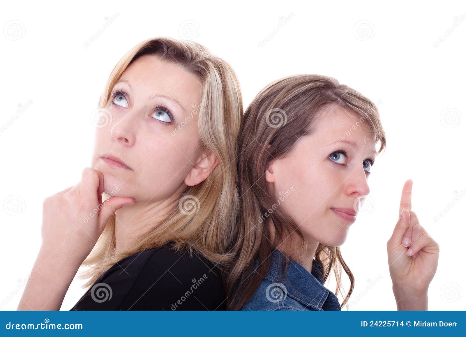 Two woman are thinking stock photo. Image of friend, think - 24225714