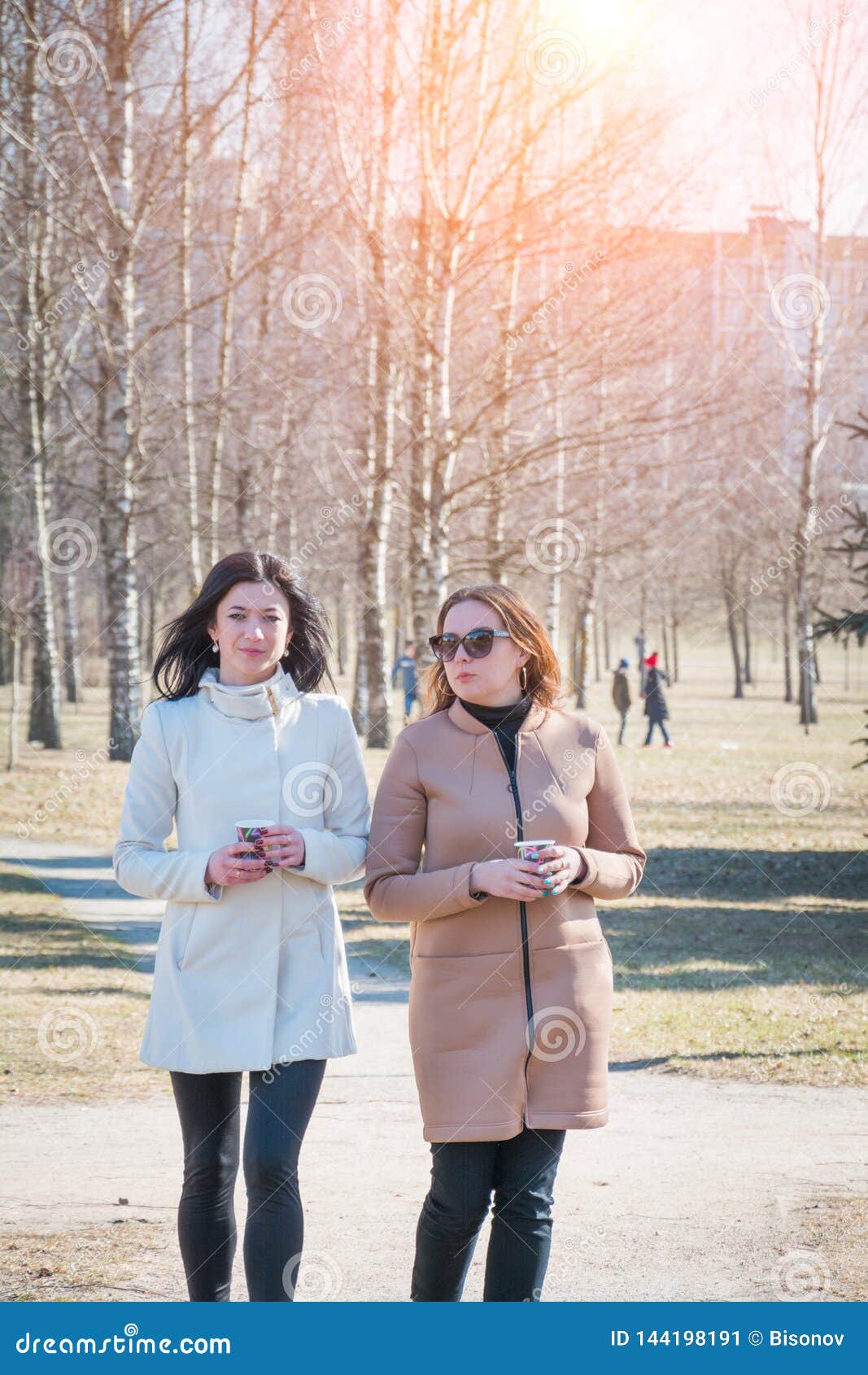 Two Woman Walking in the Park Stock Image - Image of autumn, people ...