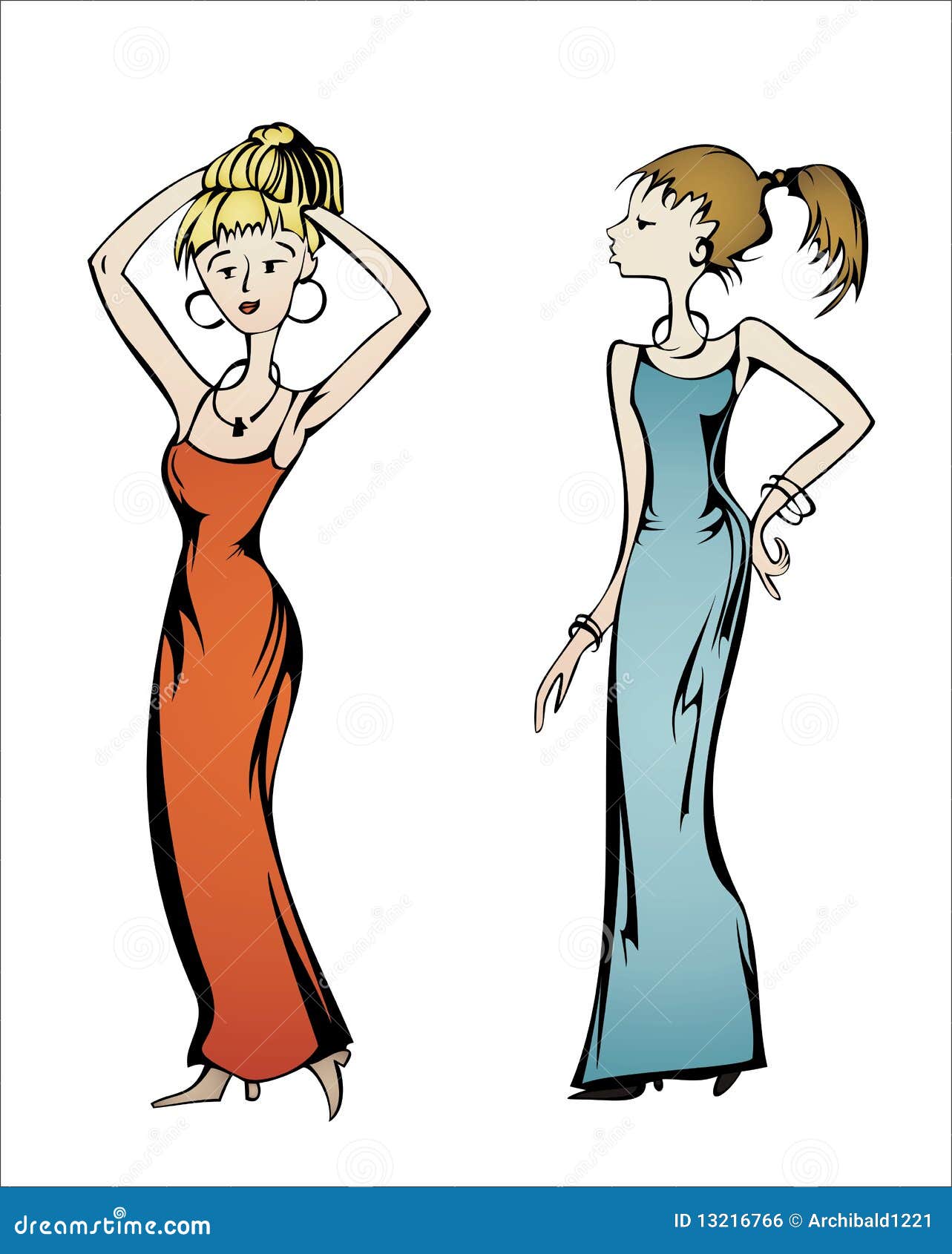 Two women stock vector. Illustration of beauty, friends - 13216766