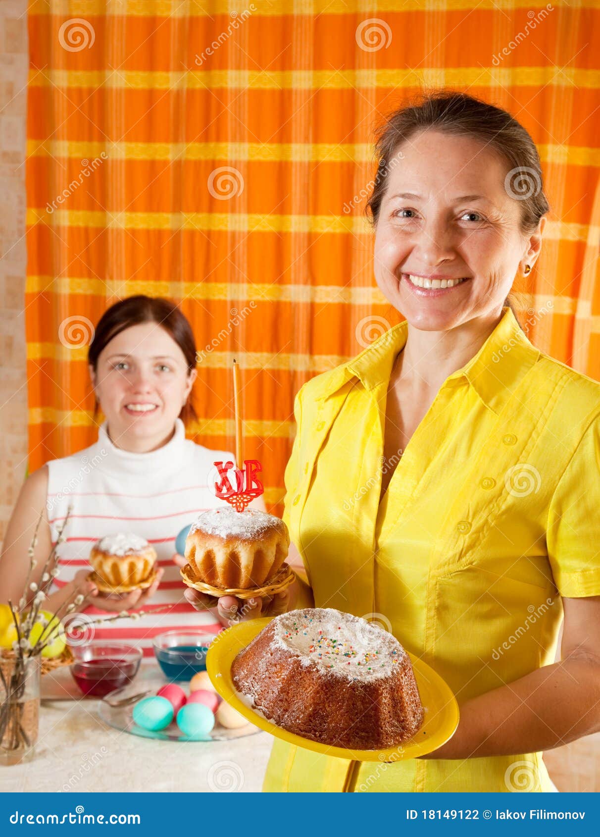 Two Women Celebrating Easter Stock Photo - Image of holiday, paints ...