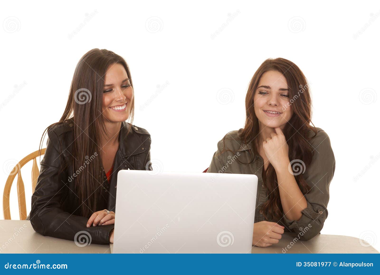 Two Women Computer Both Happy Stock Image - Image of model, elegant ...