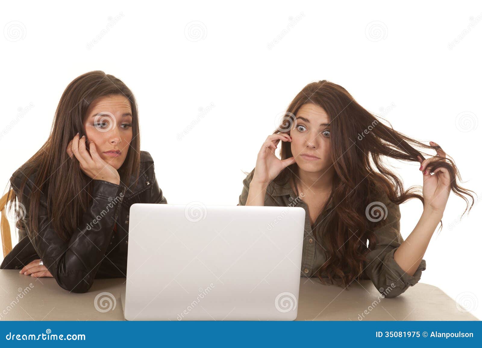 Two Women Computer Frustration Stock Image - Image of lady, clothing ...