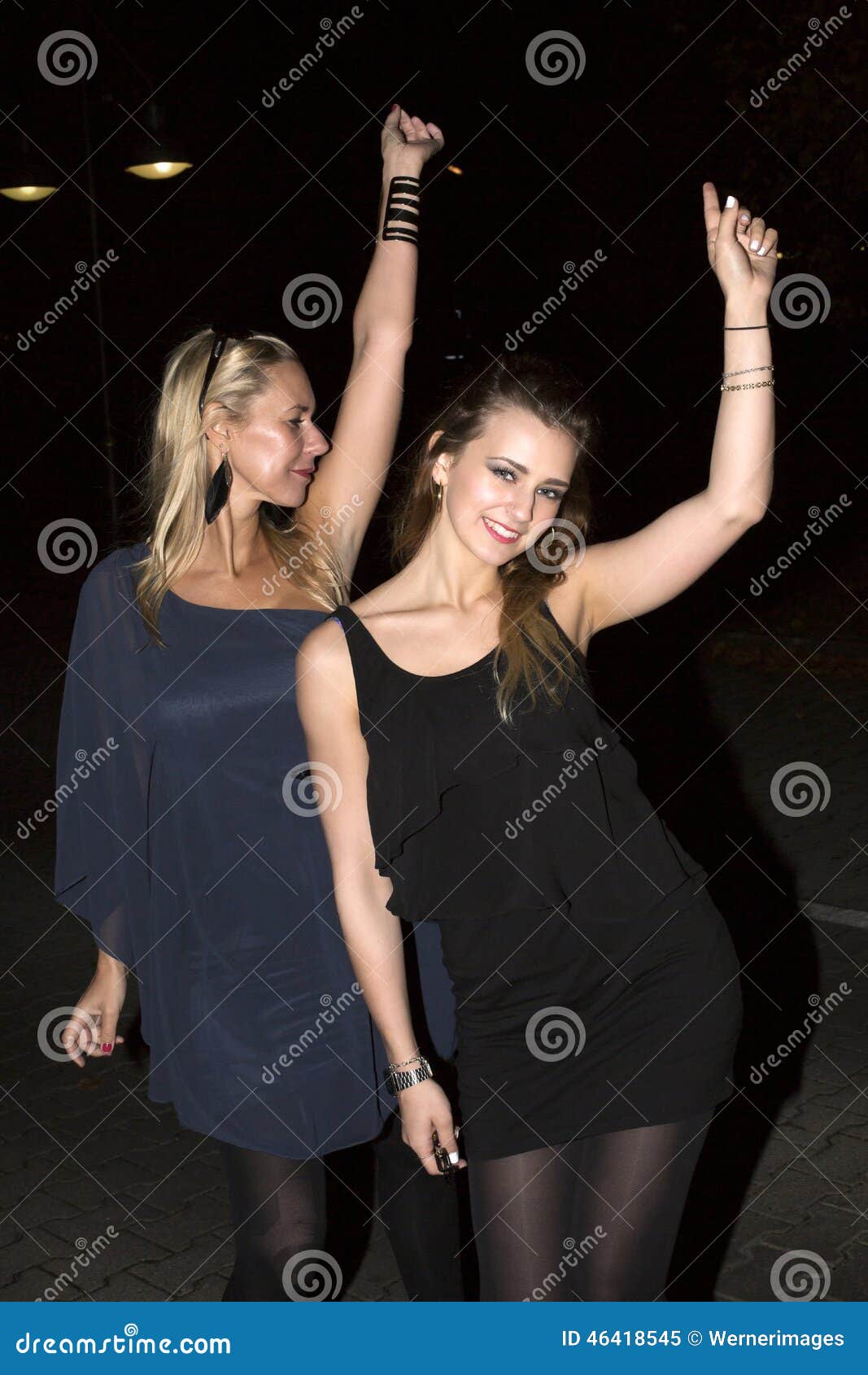 Two Women Dancing in the Street Stock Image - Image of attractive ...