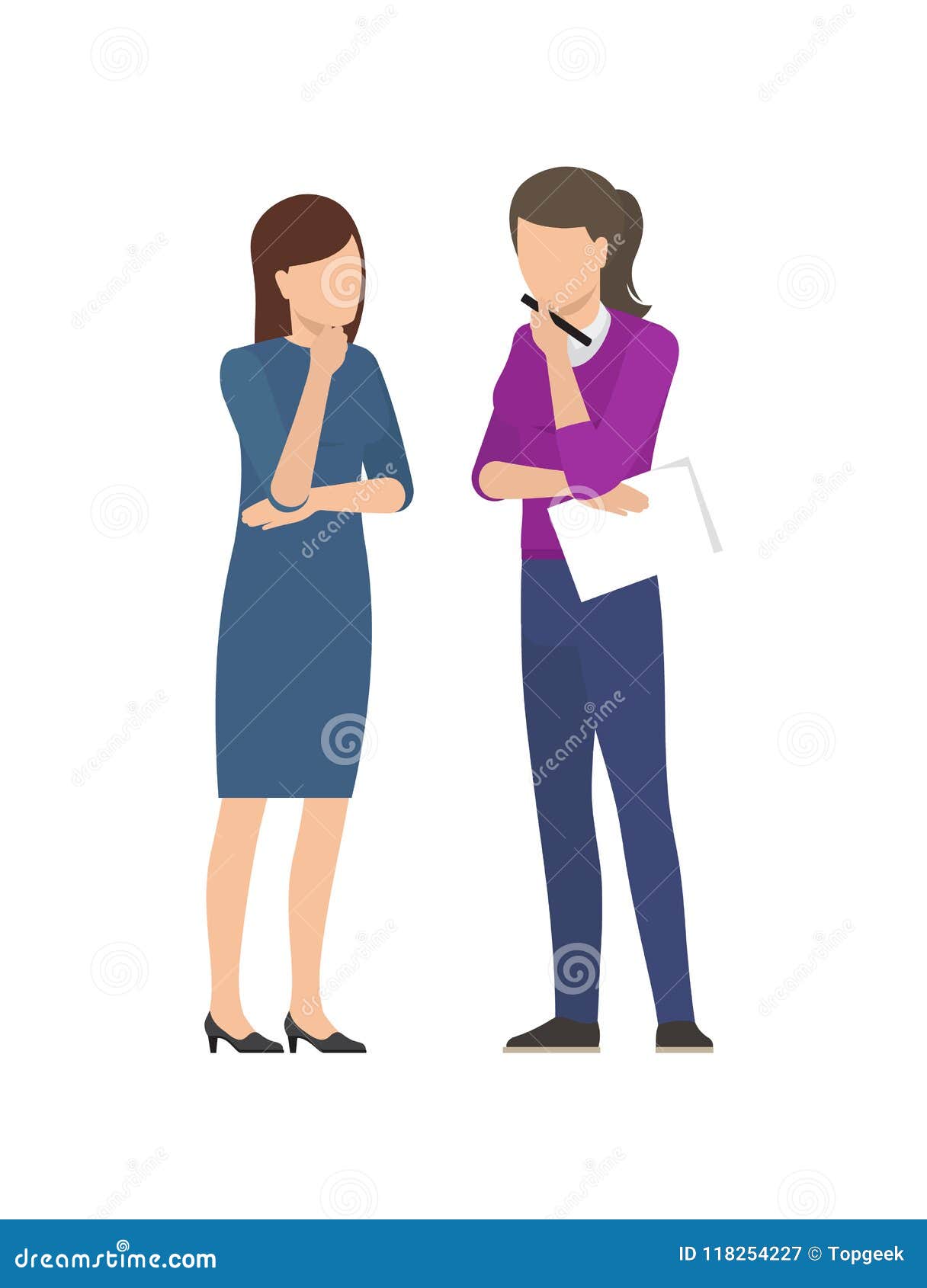 Two Women Discussing Business Plan Business Ladies Stock Vector