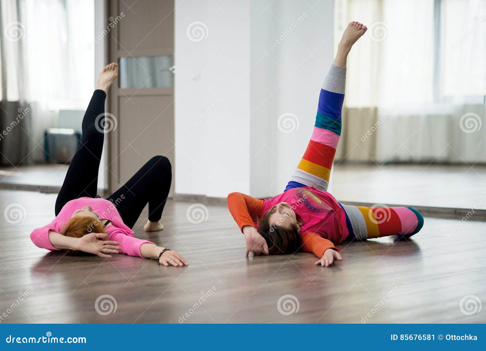 Two Women Doing Physical Practice Stock Image - Image of breath ...