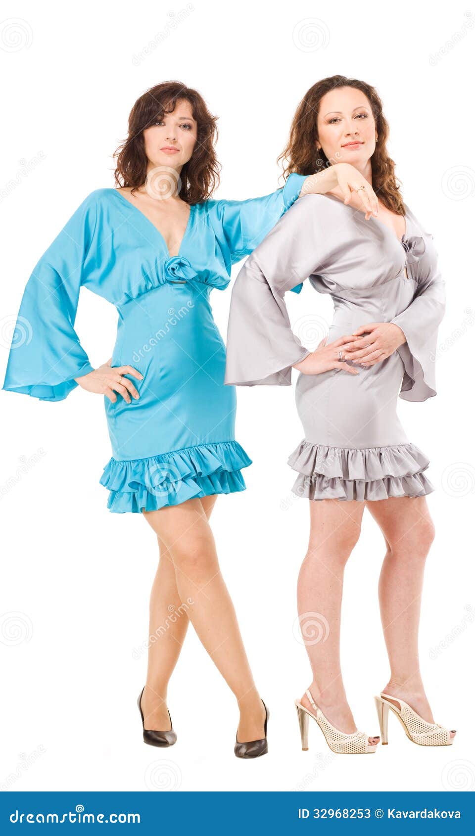 Two women in evening gowns stock image. Image of studio - 32968253
