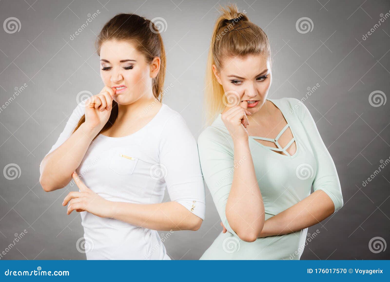 Two Women Friends Being Scared and Worried Stock Photo - Image of ...