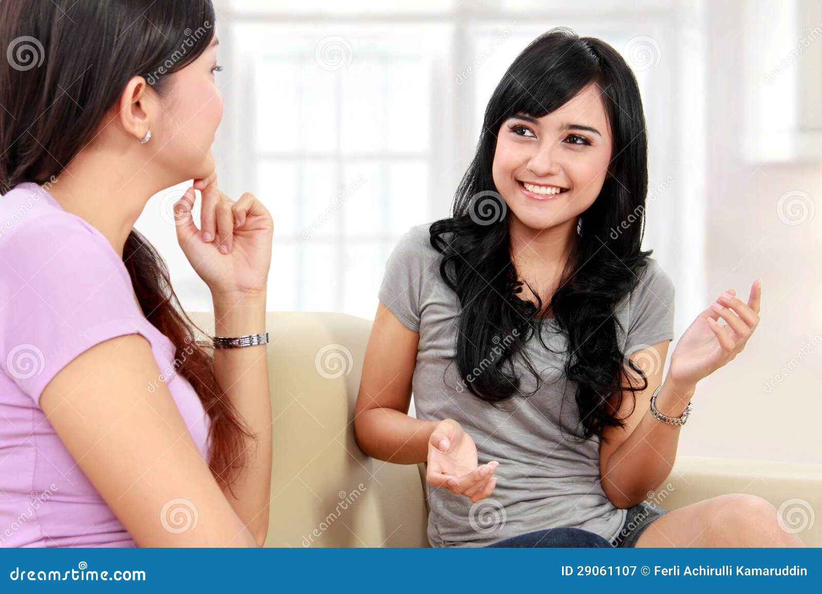 Two women friends chatting stock image. Image of lounge - 29061107