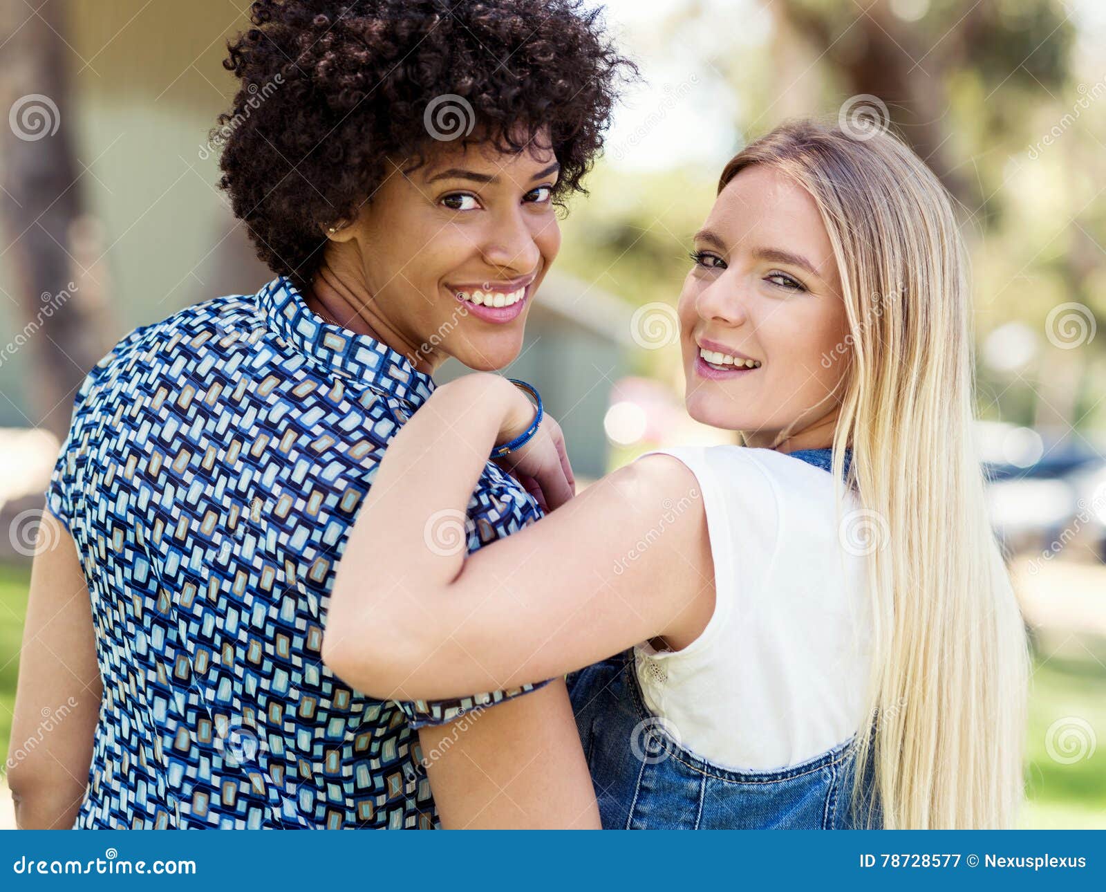 Two women friends in park stock image. Image of friends - 78728577