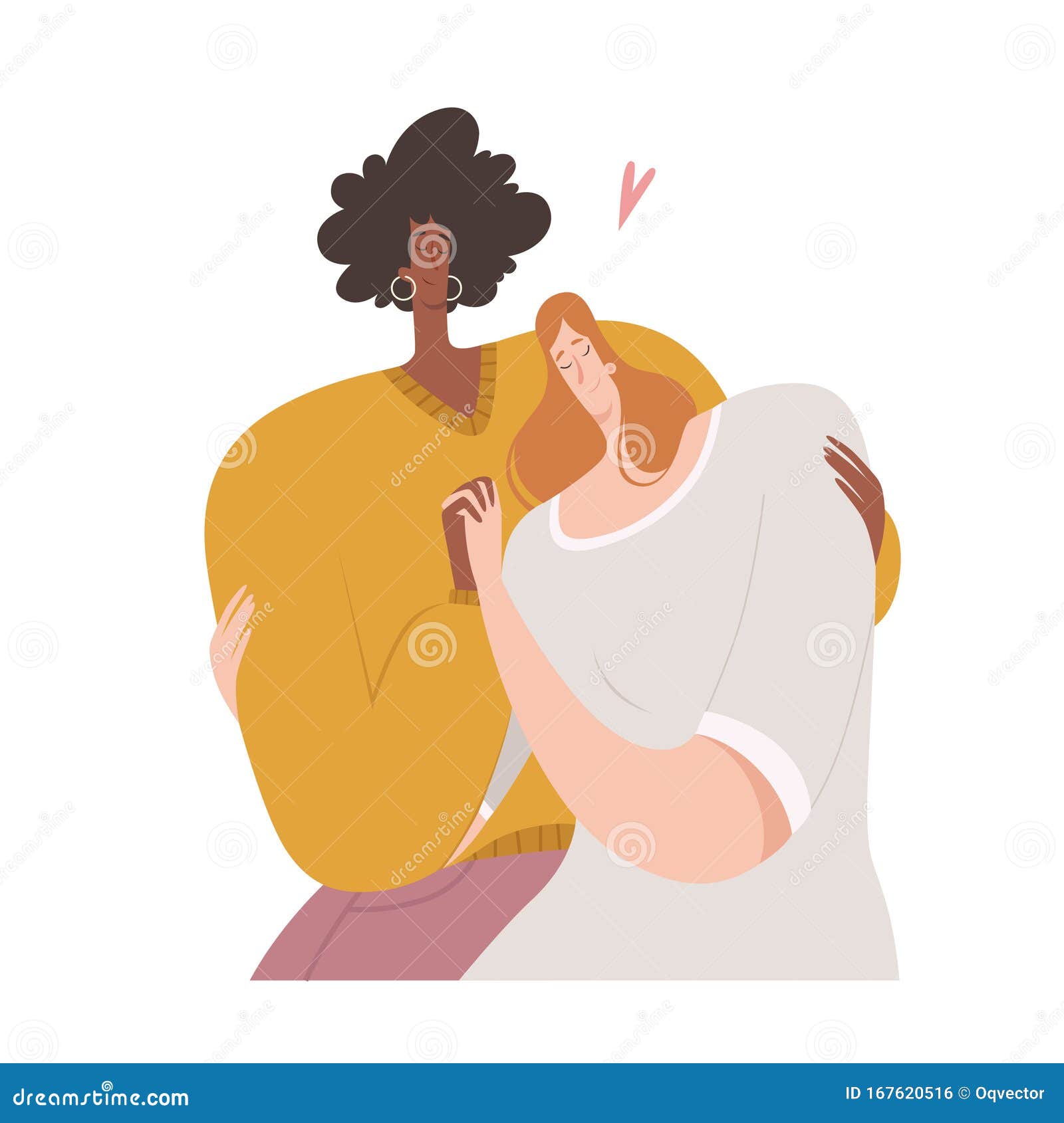 Two Women Hug And Hold Hands Lesbian Couple In A Romantic Relationship