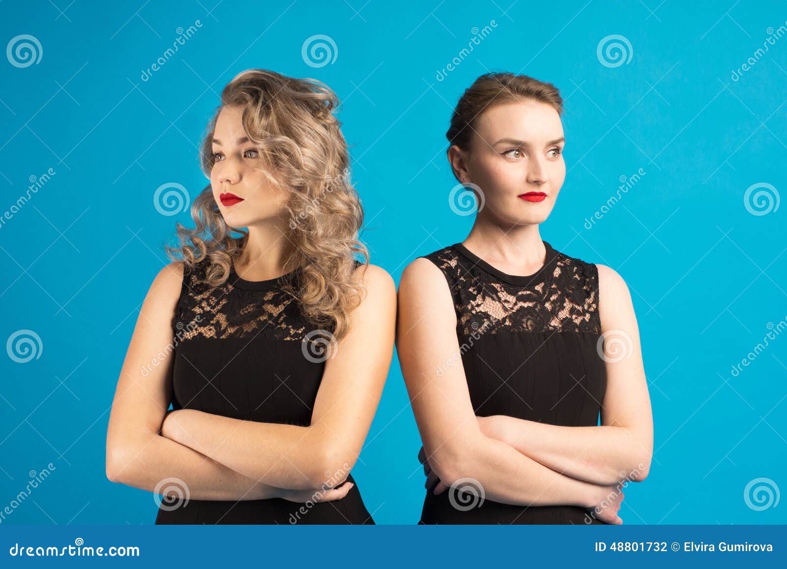 Two Women in Identical Dresses are Angry at Each Other Stock Photo ...
