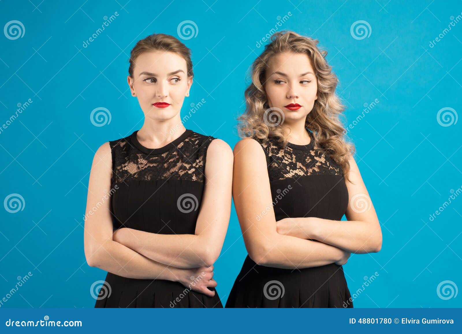 Two Women in Identical Dresses are Angry at Each Other Stock Photo ...