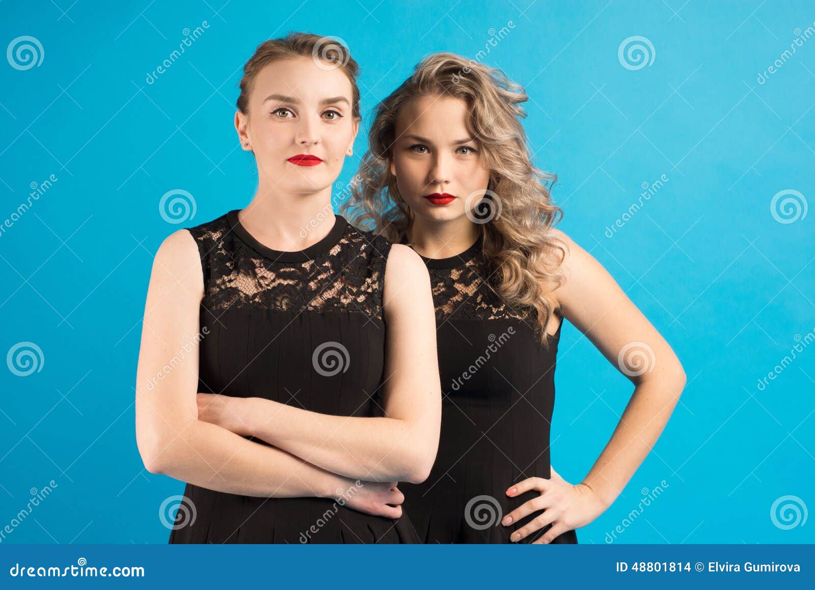 Two Women in Identical Dresses are Angry at Each Other Stock Photo ...