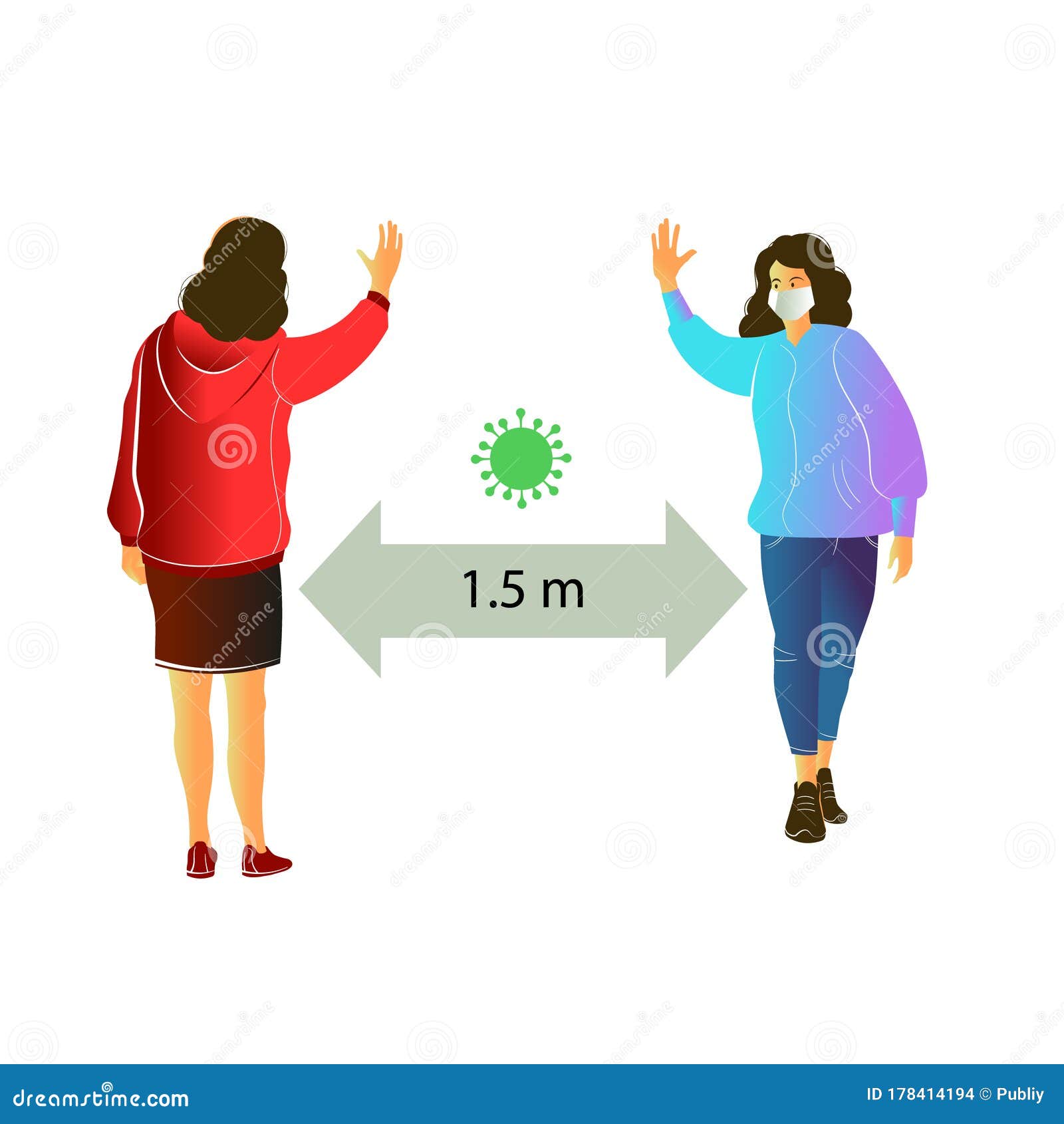 Two Women Keep a Distance between Themselves during the Greeting Stock ...