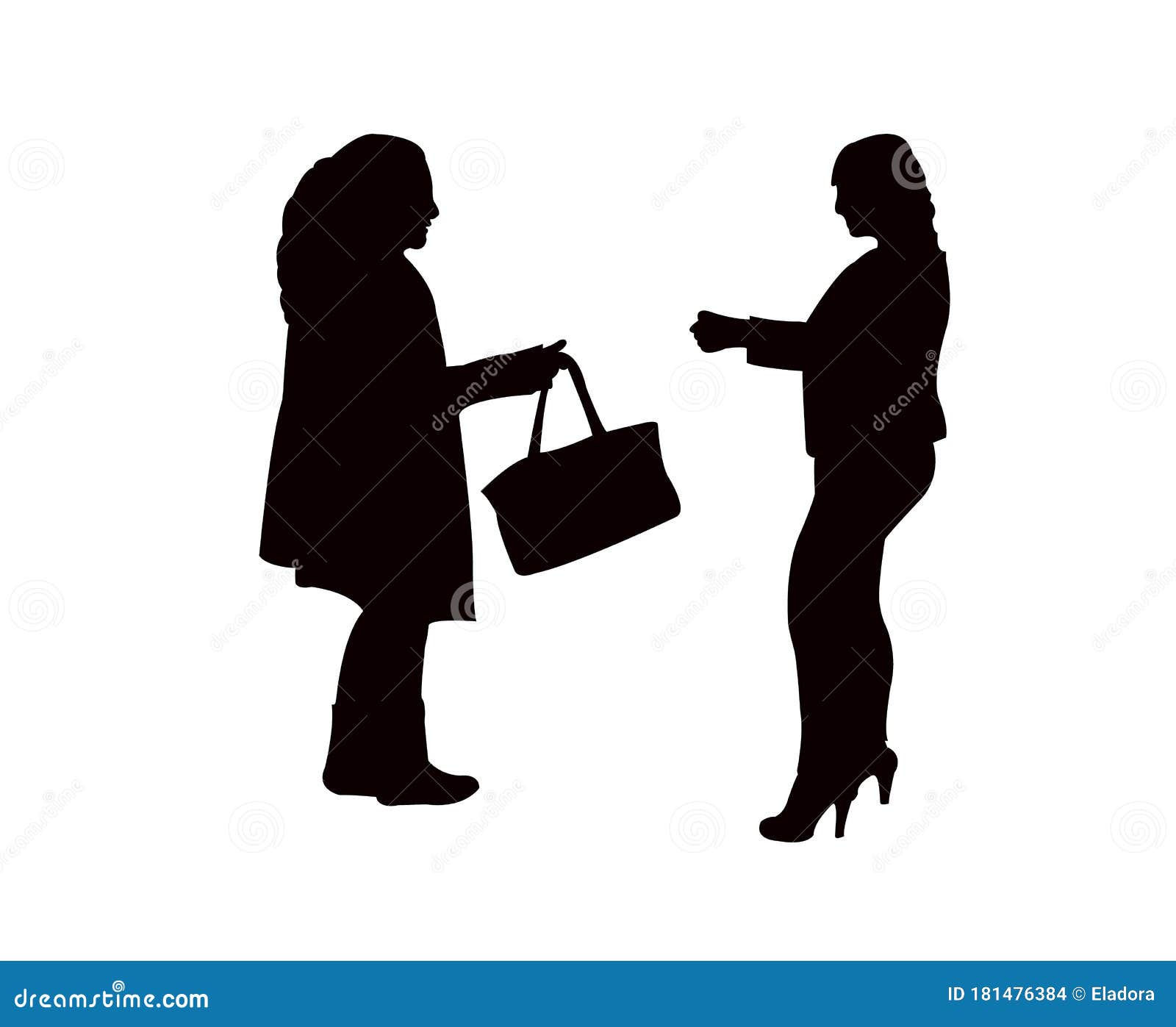 Two Women Making Chat, Body Silhouette Vector Stock Vector ...