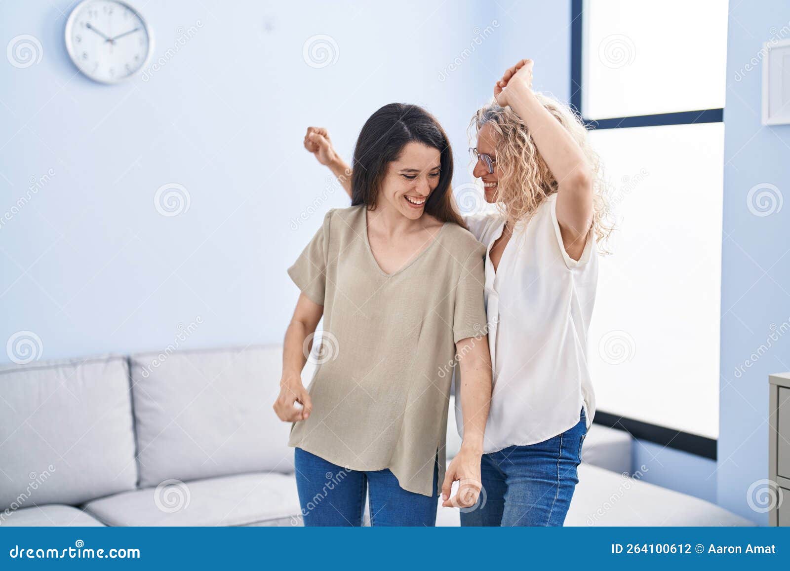 Two Women Mother and Daughter Dancing at Home Stock Photo - Image of ...