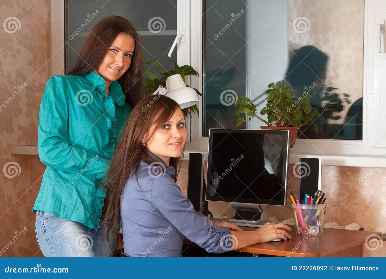 Two women in office stock photo. Image of menager, female - 22226092
