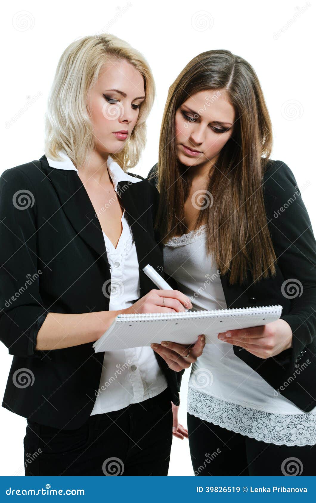 Two women planning stock image. Image of notepad, business - 39826519