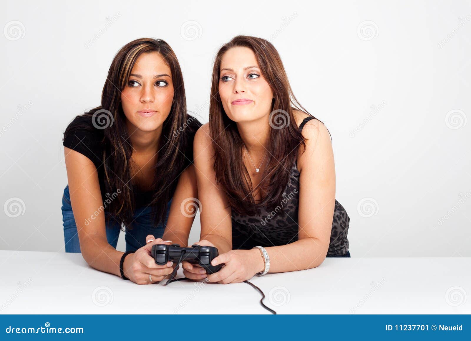 Two Women, Playing Video Games Stock Image - Image of cute, funny: 11237701