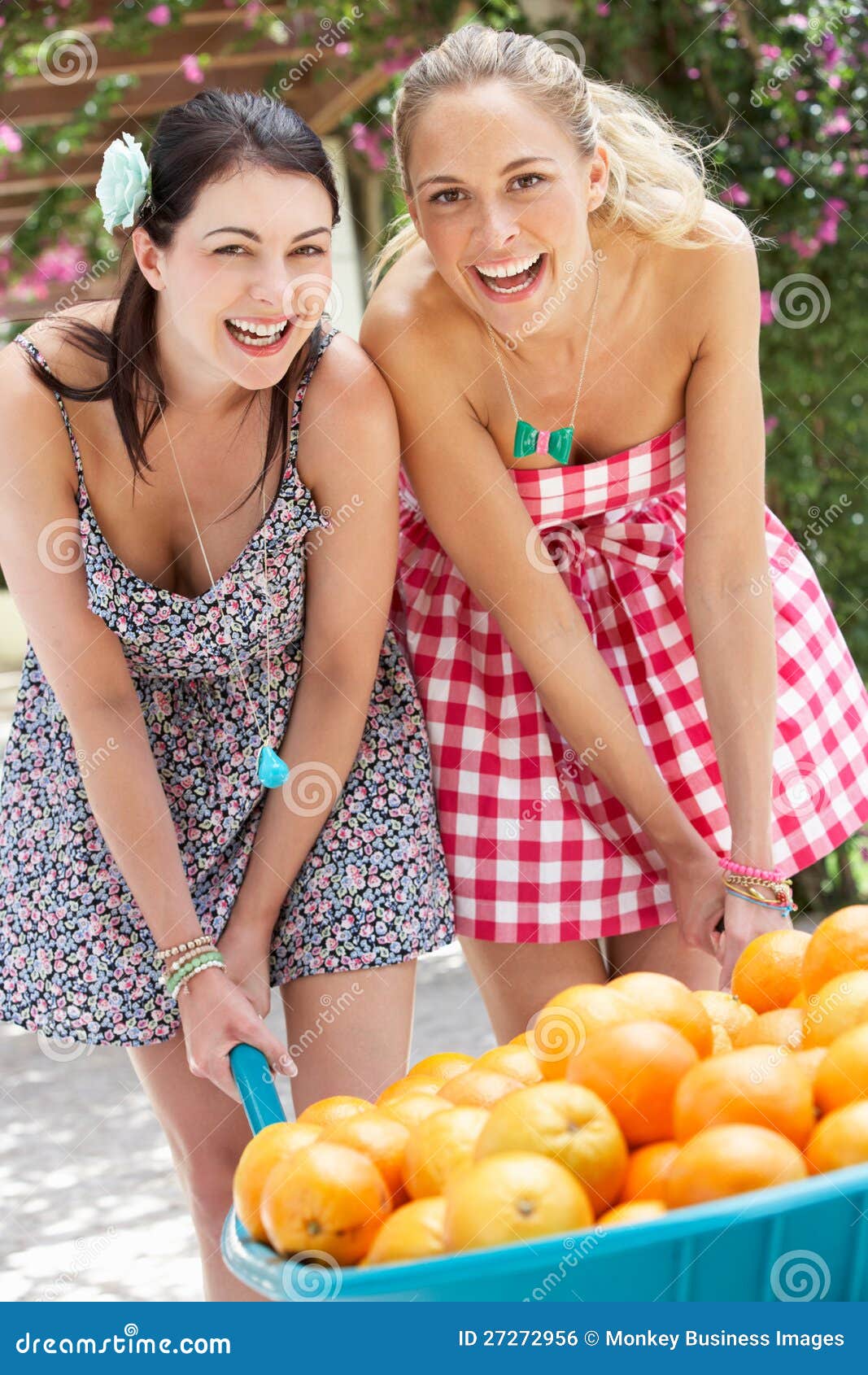 Women Pushing Shopping Trolley In The Supermarket Aisles Royalty-Free ...