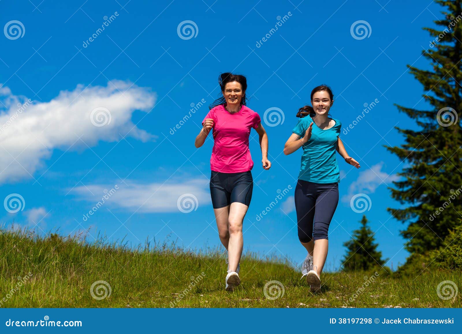 Two women running stock photo. Image of kids, jogging - 38197298