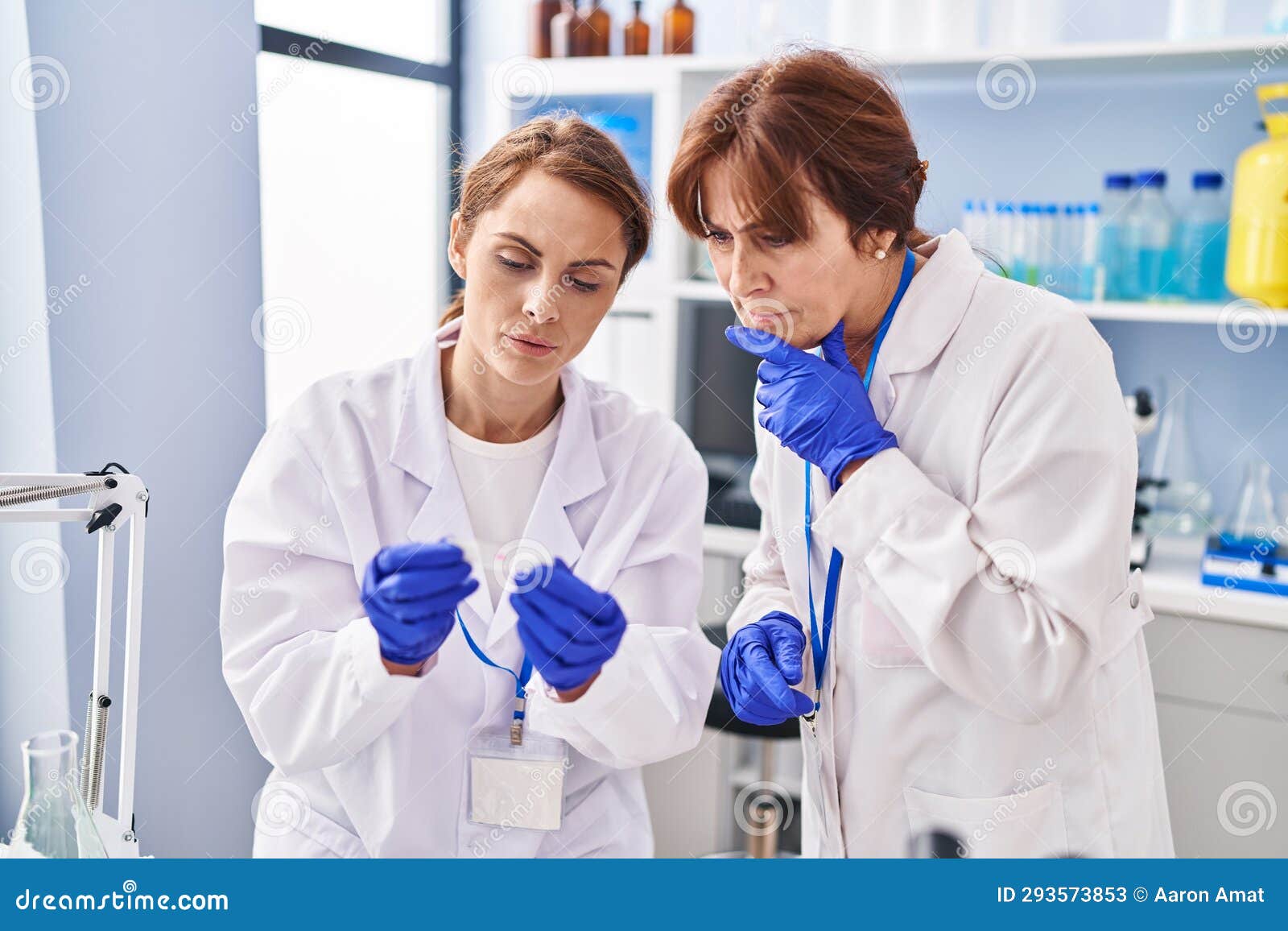 Two Women Scientist Looking Sample at Laboratory Stock Image - Image of ...