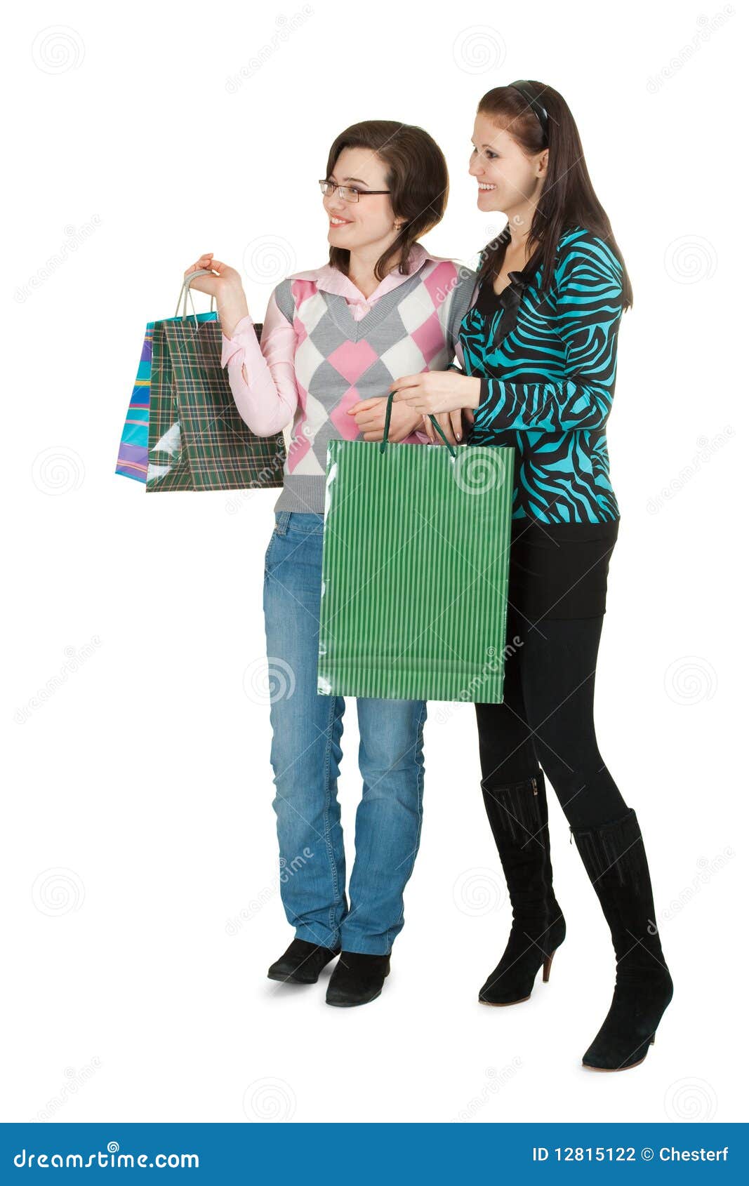 Two women shopping stock photo. Image of fashion, clothes - 12815122