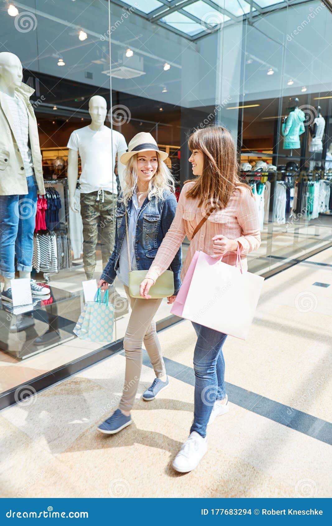 Two Women Shopping in the Mall Stock Photo - Image of female, showcase ...