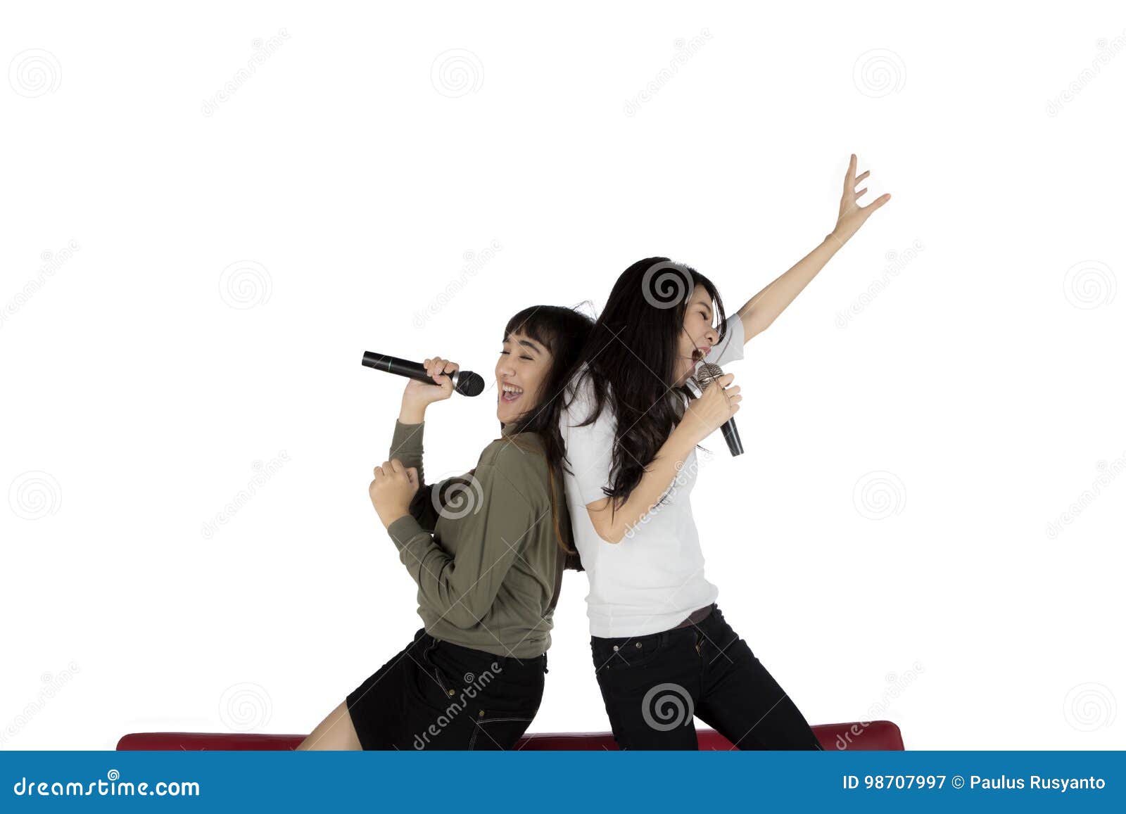 Two Women Singing Together in the Studio Stock Image - Image of leisure ...