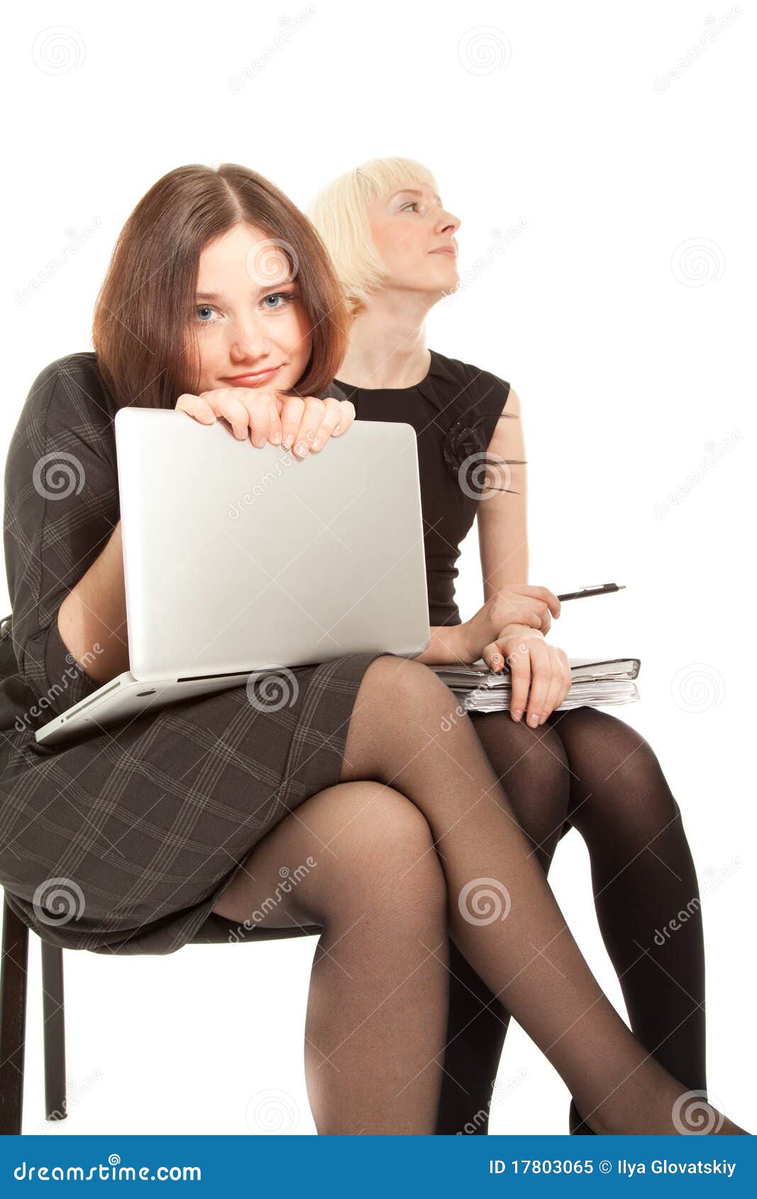 Two Women Sitting on the Chair Stock Image - Image of hair, face: 17803065