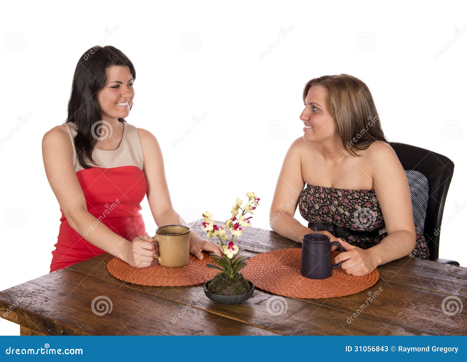 Two Women Sitting Having Coffee at Table Stock Image - Image of coffee ...